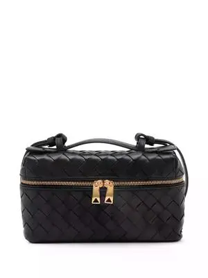 Bottega Veneta 2020-2026 Calfskin Intrecciato Bang Bang Vanity Case Satchel - Black