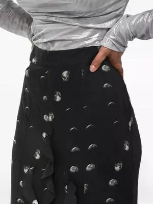 Off-White Ruffled Printed Maxi Skirt