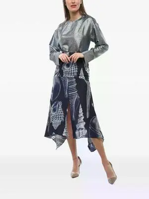 Stella McCartney Aria Patterned Satin Midi Skirt