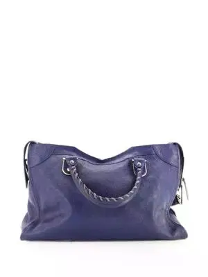 Balenciaga Classic Metallic Edge Leather Satchel Bag - Blue