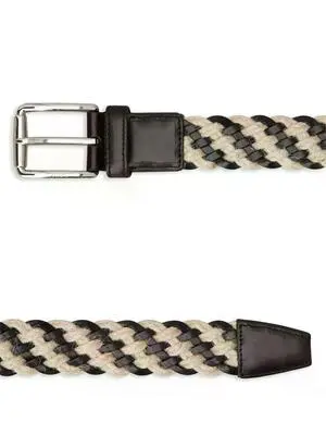 TOD'S Braided Leather And Jute Belt