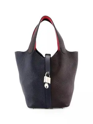 Hermès Picotin Lock Bag Tricolor Clemence Pm Bucket Bag - Blue