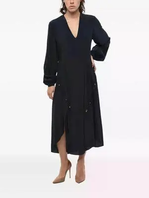 Stella McCartney Maxi Silk Crepe-de-chine Dress With Long Sleeves - Black