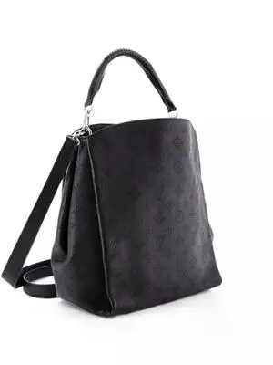 LOUIS VUITTON Babylone Handbag Mahina Leather Pm Hobo Bag - Black