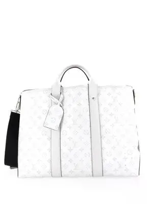 LOUIS VUITTON Weekend Nm Monogram Taigarama Tote Bag - White