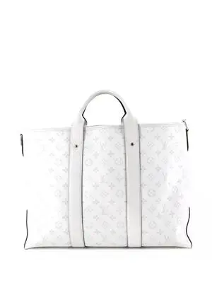 LOUIS VUITTON Weekend Nm Monogram Taigarama Tote Bag - White