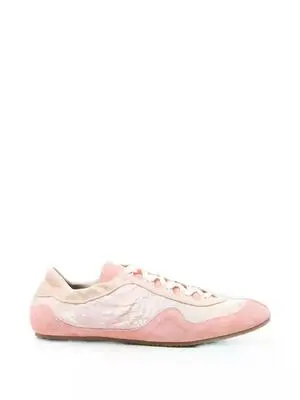 Cecilie Bahnsen Blaise Windflower-embroidered Suede Sneakers - Pink