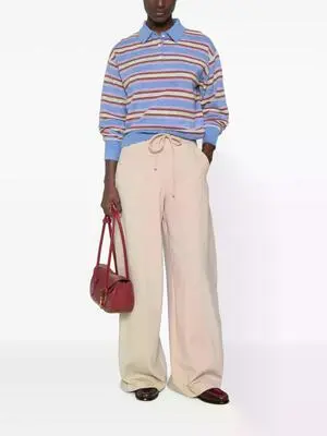 Guest In Residence Striped Long-sleeves Polo Top - Blue