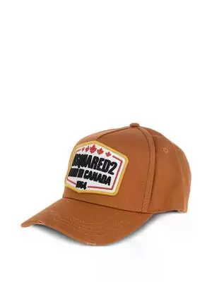 Dsquared2 Embroidered-patch Distressed Baseball Cap - Orange