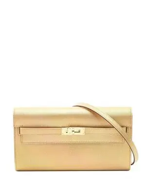 Hermès 2025 Metallic Chevre Mysore Kelly To Go Wallet Crossbody Bag - Gold