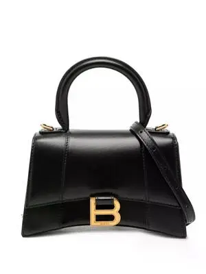 Balenciaga Small Shiny Box Calfskin Hourglass Top Handle Bag - Black