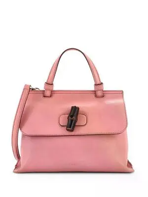 Gucci Bamboo Daily Top Handle Bag Leather Small Satchel - Pink