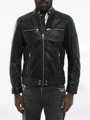 DIESEL® Embossed-logo Leather Jacket - Black
