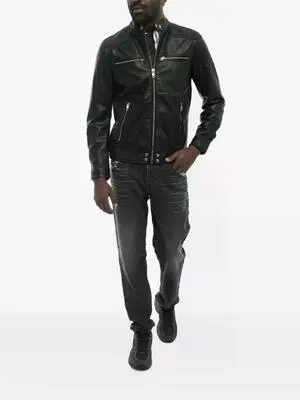DIESEL® Embossed-logo Leather Jacket