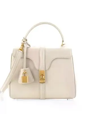 Celine 16 Top Handle Bag In Smooth Calfskin - Neutrals