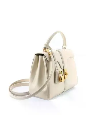 Celine 16 Top Handle Bag In Smooth Calfskin - Neutrals