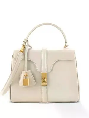 Celine 16 Top Handle Bag In Smooth Calfskin - Neutrals