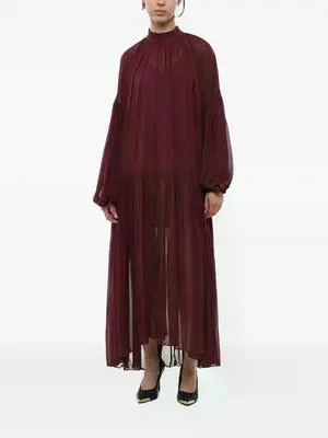 Stella McCartney Sheer Maxi Dress With High Neck And Pleated Detailing