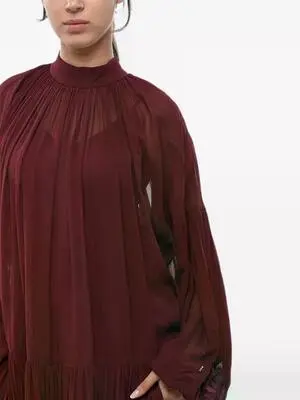 Stella McCartney Sheer Maxi Dress With High Neck And Pleated Detailing