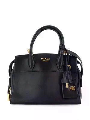 Prada Esplanade Tote Saffiano With City Calf Small Satchel - Black