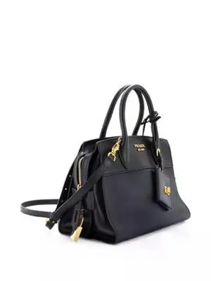 Prada Saffiano City Calf Small Satchel Tote - Black