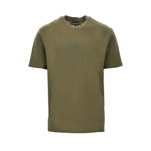 Emporio Armani Lyocell-blend Jerey T-hirt With Logo Print - Green