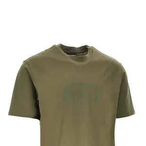 Emporio Armani Lyocell-blend Jerey T-hirt With Logo Print - Green