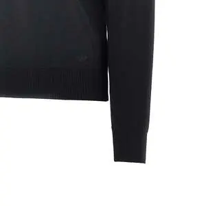Emporio Armani Virgin Wool Sweater With Eagle Embroidery - Black