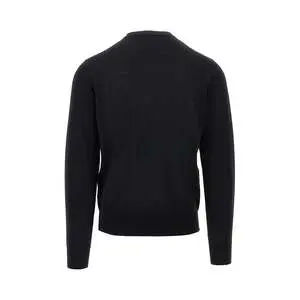 Emporio Armani Virgin Wool Sweater With Eagle Embroidery - Black