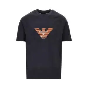Emporio Armani Jerey T-hirt With Logo Print - Blue