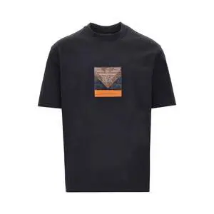 Emporio Armani Jerey T-hirt With Logo Patch - Blue