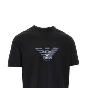 Emporio Armani Jerey T-hirt With Logo Print - Black
