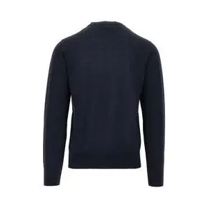 Emporio Armani Virgin Wool Sweater With Eagle Embroidery - Blue