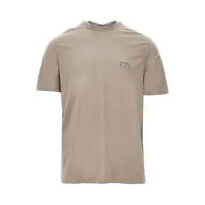 Emporio Armani Lyocell-blend Jerey T-hirt With Embroidery - Beige