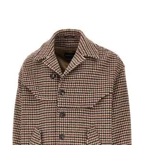 Emporio Armani Houndstooth Motif Knitted Caban