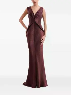 GEMY MAALOUF Sculpted V-neck Maxi Dress