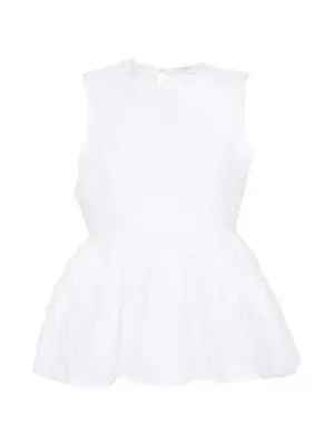 Cecilie Bahnsen Seersucker Peplum Top - White