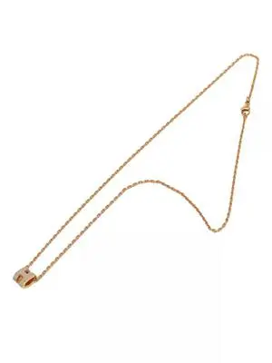 Hermès Rose Gold Plated Enamel Pop H Pendant Necklace - Pink