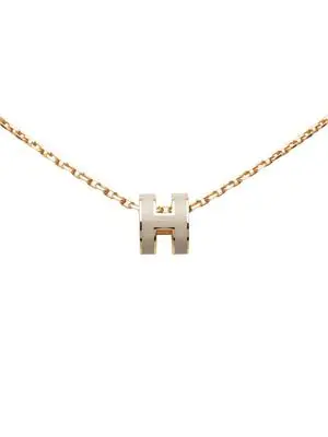 Hermès Rose Gold Plated Enamel Mini Pop H Pendant Necklace - Pink