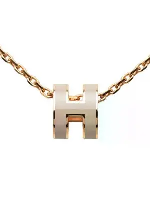 Hermès Rose Gold Plated Enamel Mini Pop H Pendant Necklace - Pink