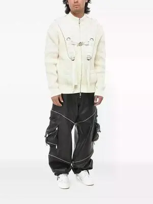 Off-White Buckle-strap Zip-up Cardigan