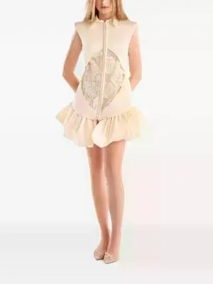 GABY CHARBACHY Lace-panelled Bubble-skirt Mini Dress