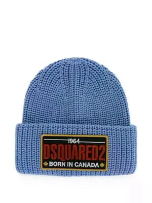 Dsquared2 Wool Beanie With Embroidered Patch - Blue