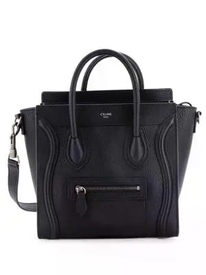 Celine Luggage Bag Grainy Leather Nano Crossbody Bag - Black