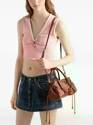 Prada Small Karin Buckled Leather Tote Bag - Brown