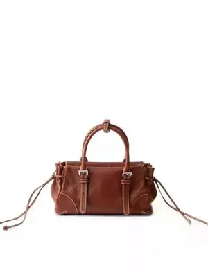 Prada Small Karin Buckled Leather Tote Bag - Brown