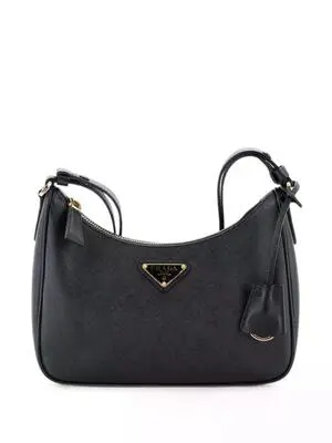 Prada Re-edition Hobo Saffiano Leather Mini Shoulder Bag - Black