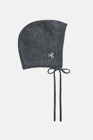 Simone Rocha Embroidered Cashmere Bonnet - Grey