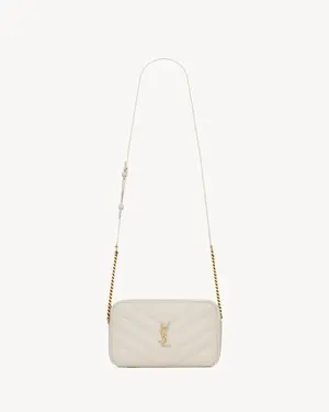 Saint Laurent Loulou Camera Bag In Matelassé Lambskin - White