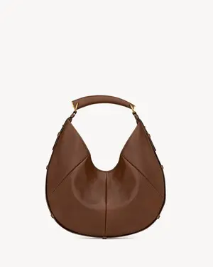 Saint Laurent Saint Laurent Mombasa Medium Smooth Leather Hobo Bag Burnt Bread